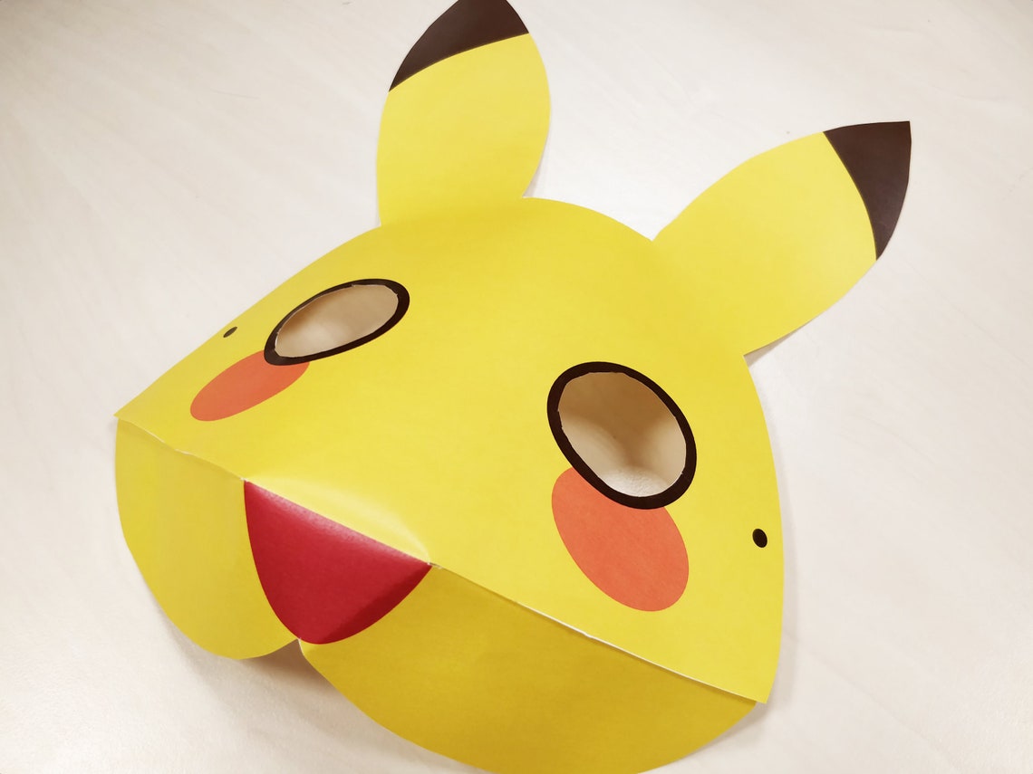 Pikachu Mask Printable Pikachu Costume Animal Mask Halloween - Etsy Canada