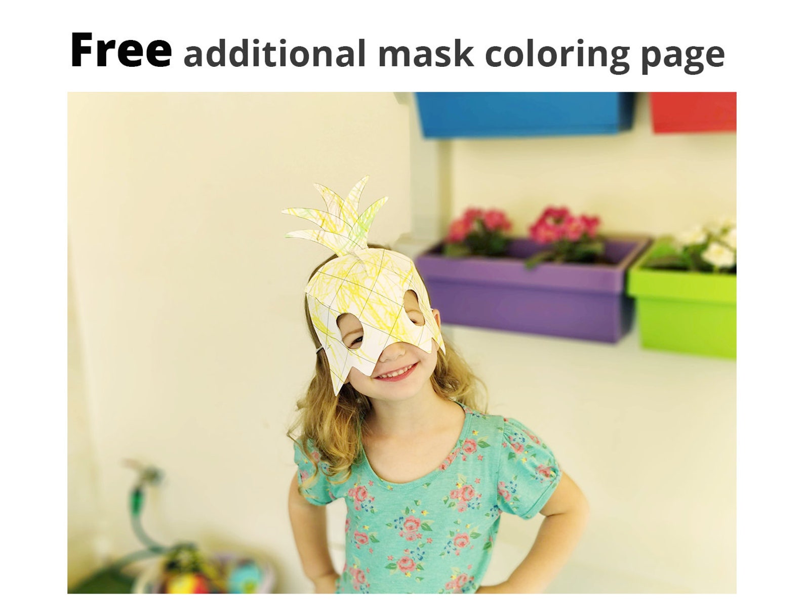 Pineapple Mask Printable Pineapple Costume Fruit Mask Yellow Halloween ...