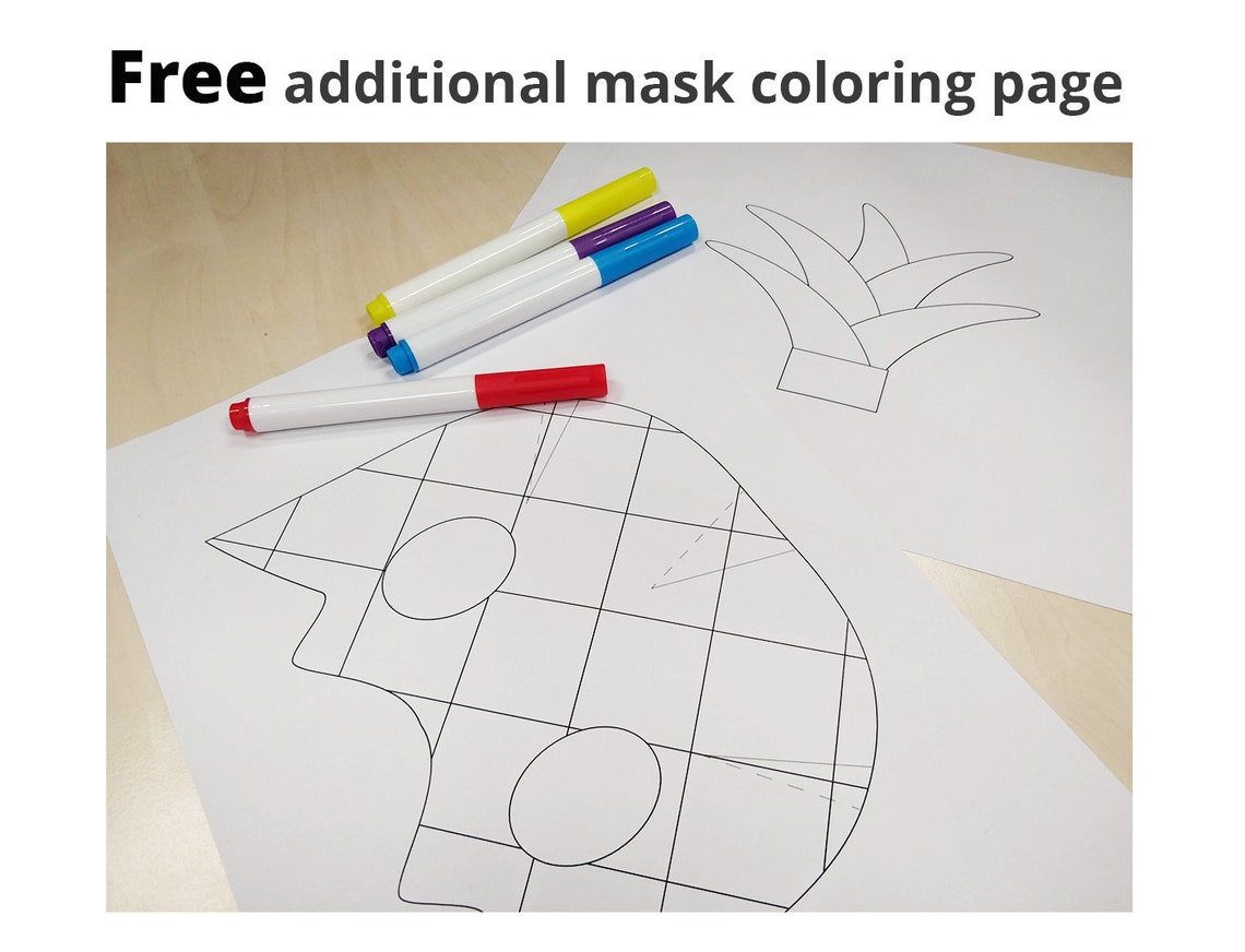 Pineapple Mask Printable Pineapple Costume Fruit Mask Yellow Halloween ...