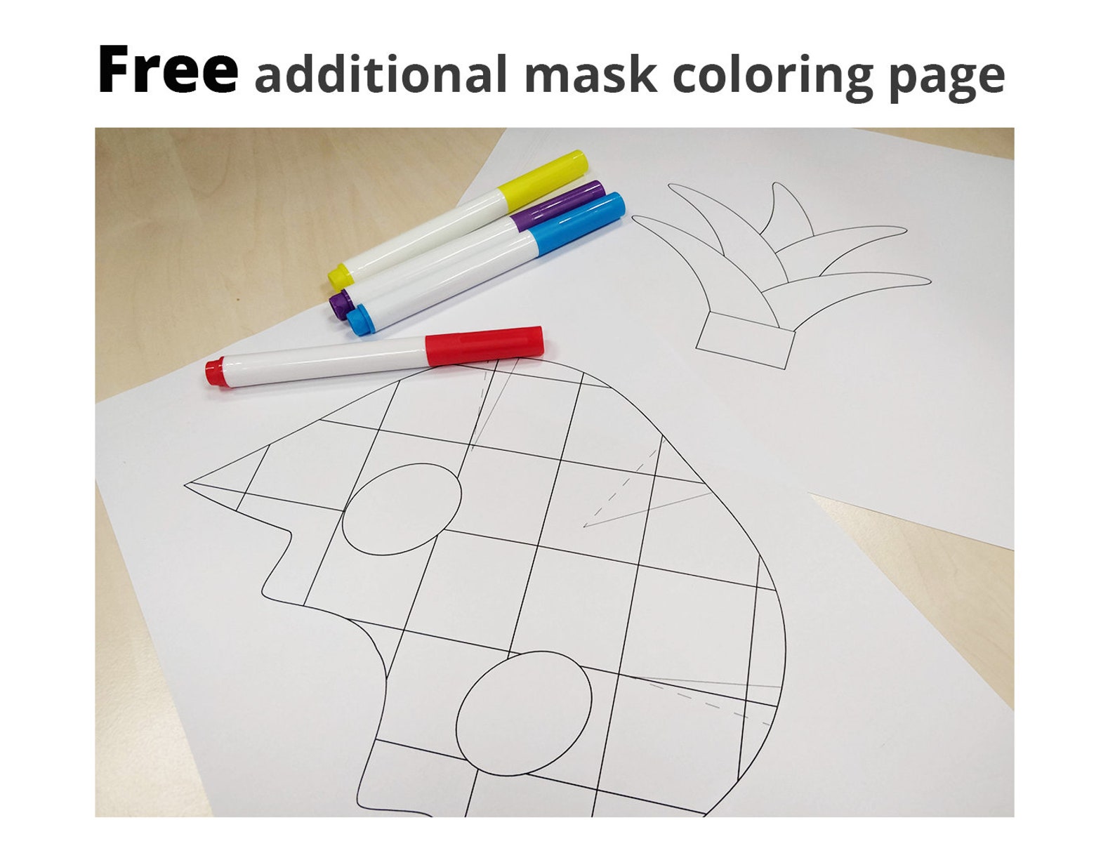 Pineapple Mask Printable Pineapple Costume Fruit Mask Yellow Halloween ...