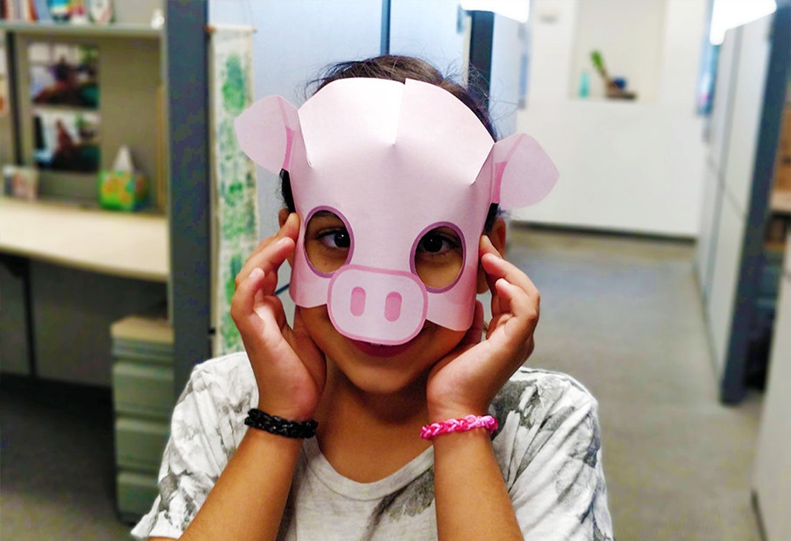Pig Mask Printable Pig costume farm animal mask | Etsy