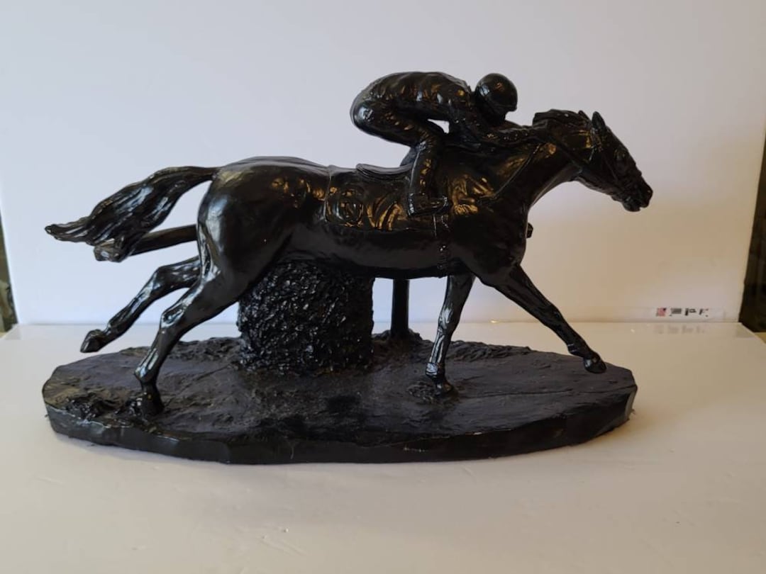 Racehorse and Jockey Statue by Universal Statuary 1983 - Etsy