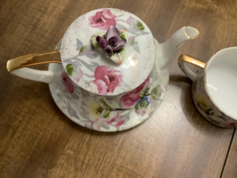 Lefton Hand Painted Stackable Tea Set. 4 Pc. Tea for One. - Etsy