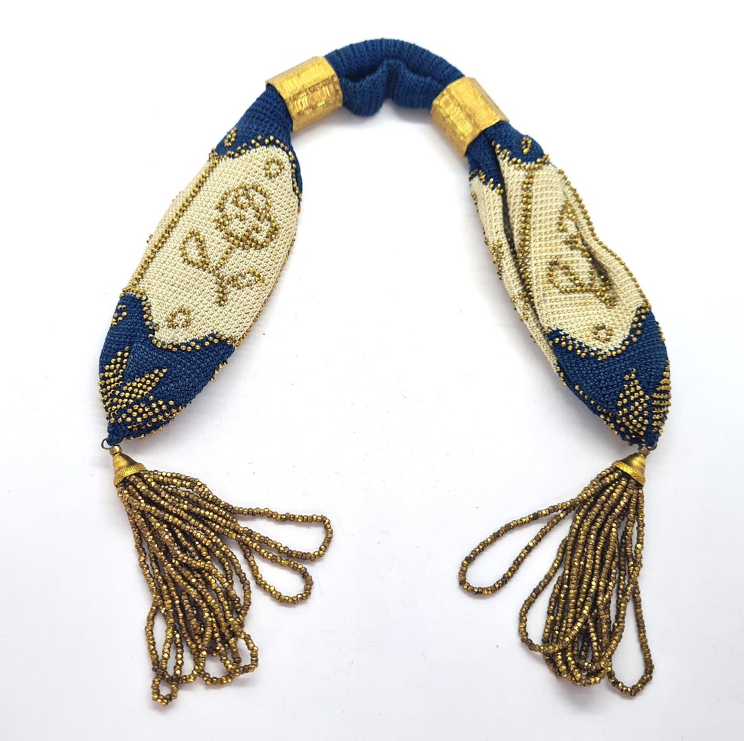 Stunning Georgian Miser's Purse, Crocheted, Stocking Purse, Long Purse, Gilt Metal Beading and ...