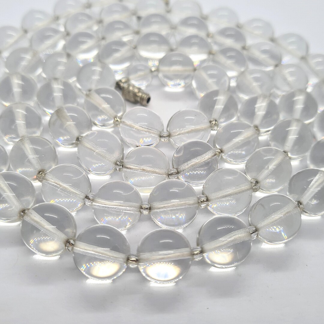 Vintage Rope Length Glass Pools of Light Type Necklace, Drilled Clear ...