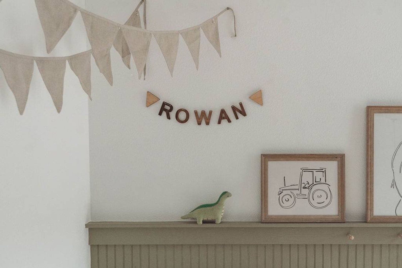 Pennant Banner in Linen Fabric Boho Nursery Garland Pastel - Etsy