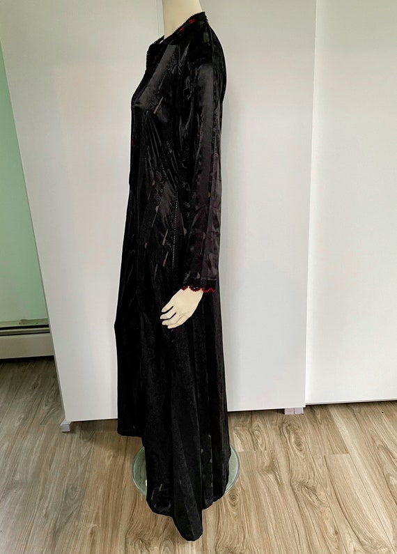 Vintage Maxi Dress, Black With Red Roses, 1980s Witch… - Gem