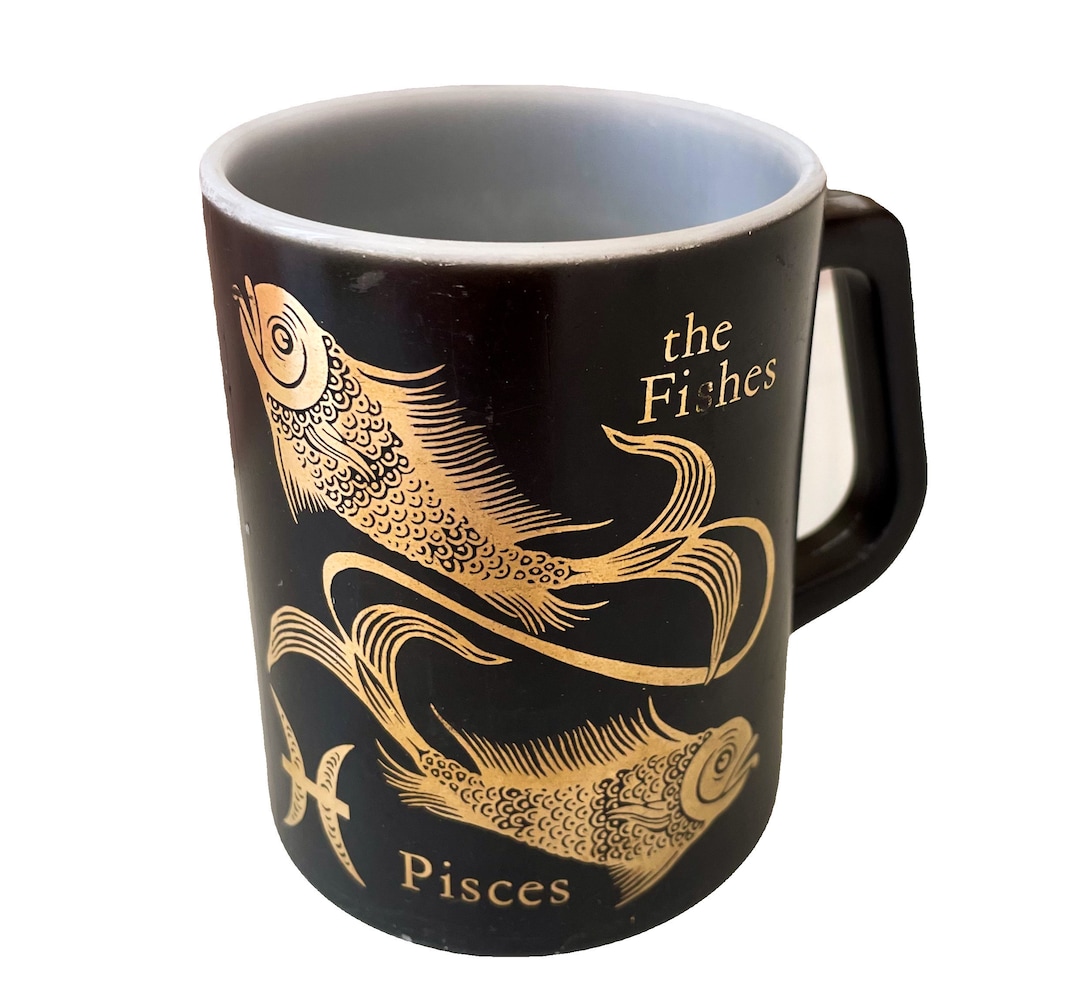 PISCES Mug, 1970s Federal Glass Zodiac Mug, Astrology Horoscope Mug ...