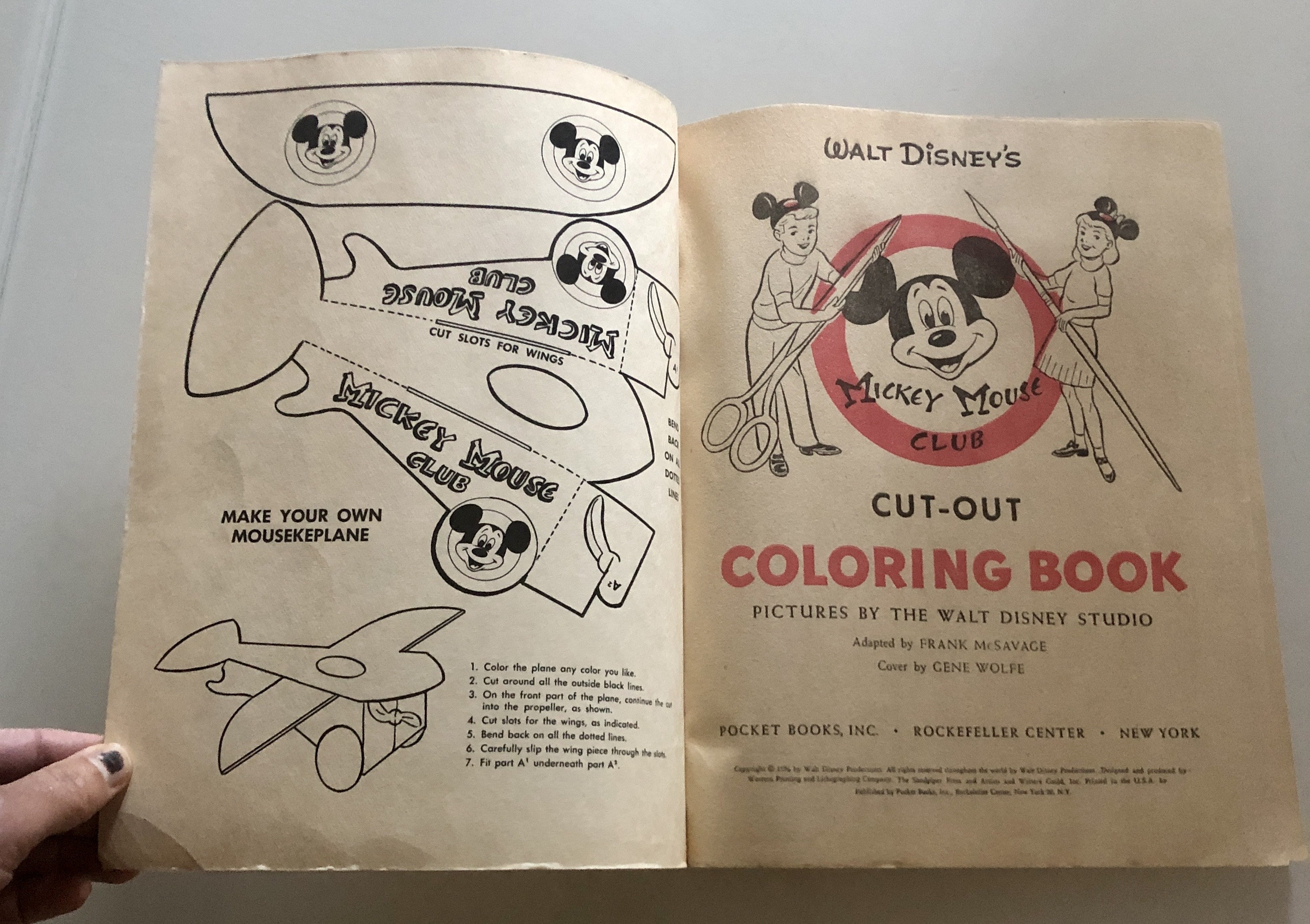 Two 1950s Disney Coloring Books, Mickey Mouse Club Cut-out Coloring ...
