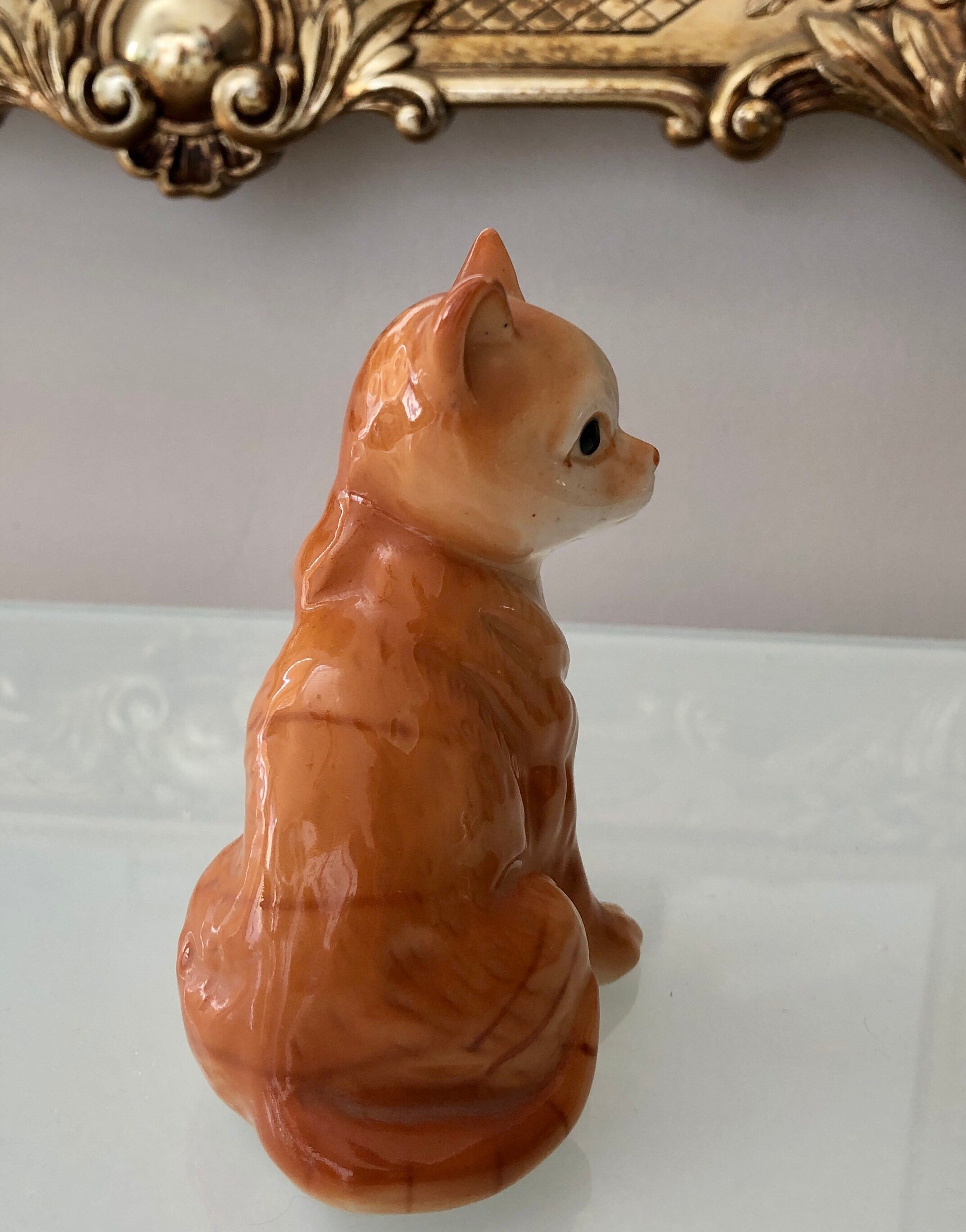 Vintage Orange Cat Figurine, Cat Collectables, China Cat, Marmalade Cat ...