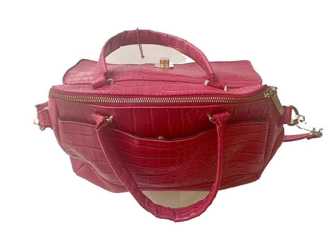 Pink Purse, Hot Pink Alligator-style Purse, Pink and Gold Shoulder Bag ...