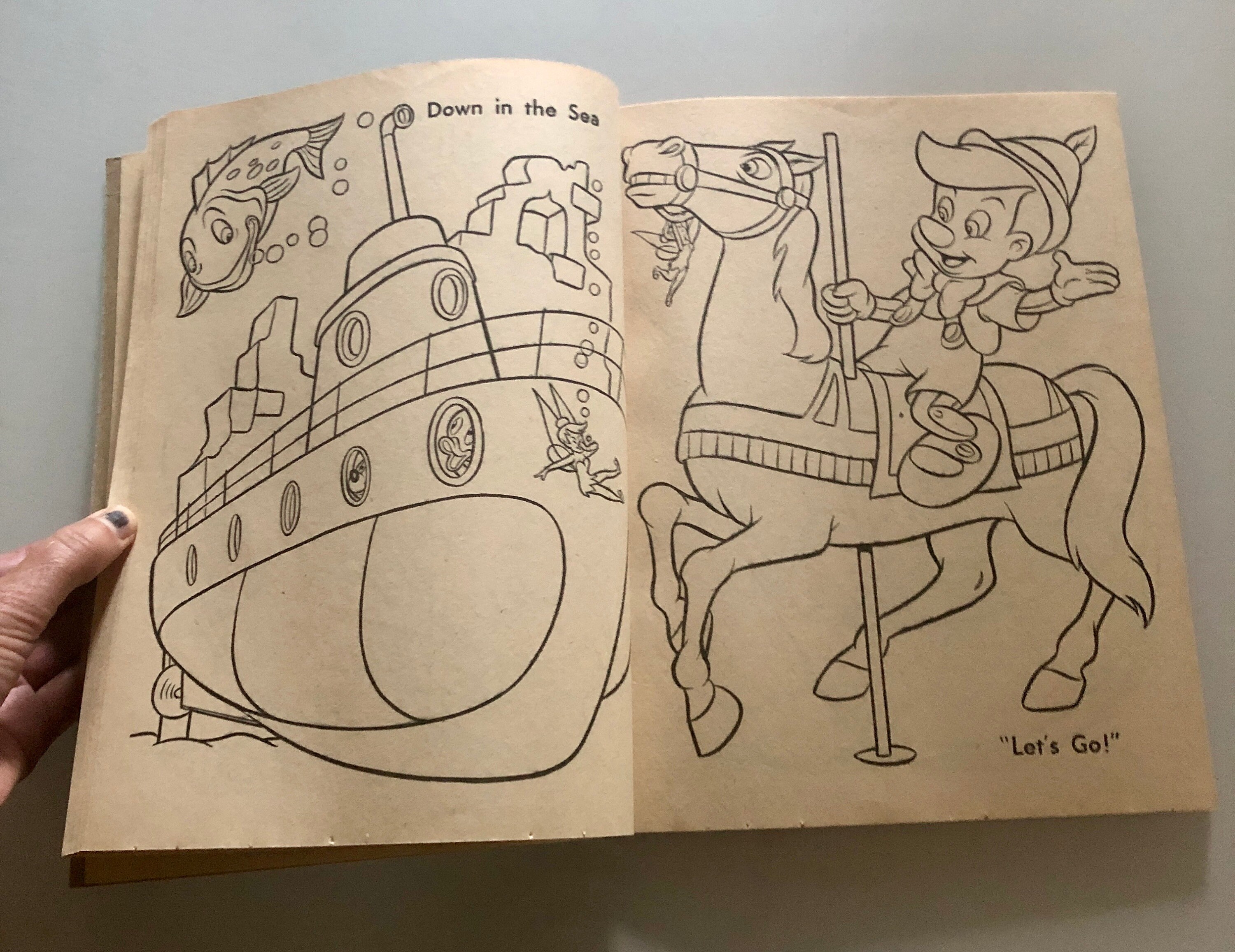 Two 1950s Disney Coloring Books, Mickey Mouse Club Cut-out Coloring ...