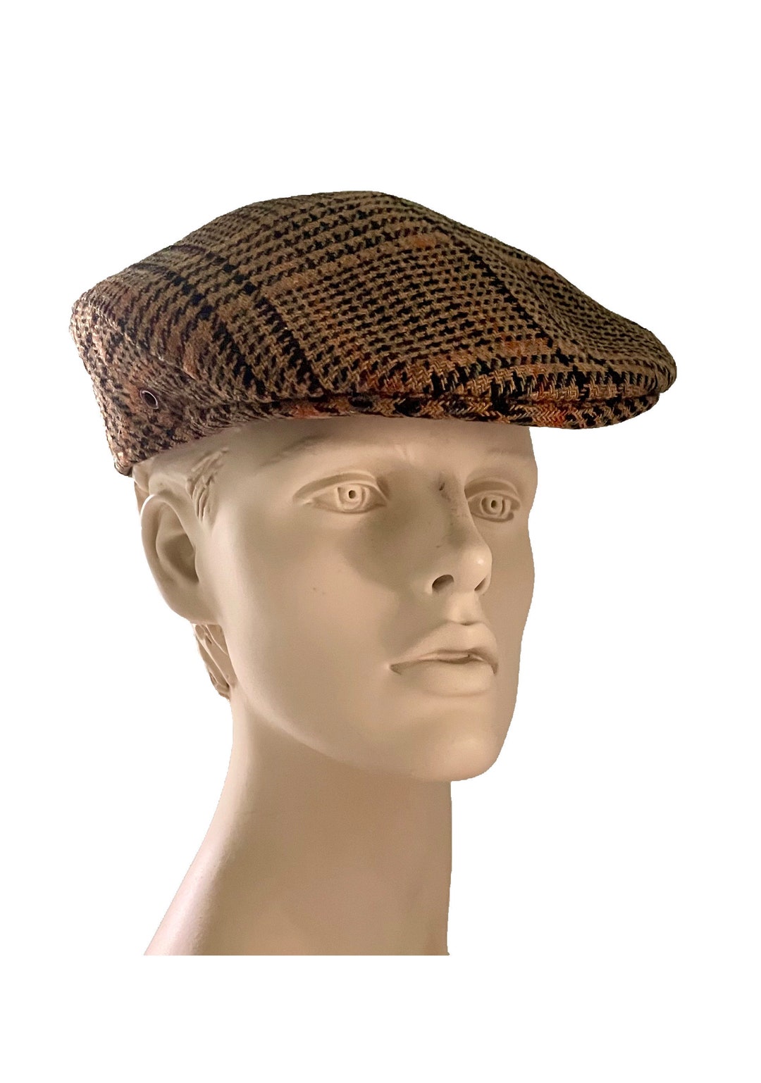 1970s Newsboy Cap, Finest Wool and Leather, Size L, Made in England by ...
