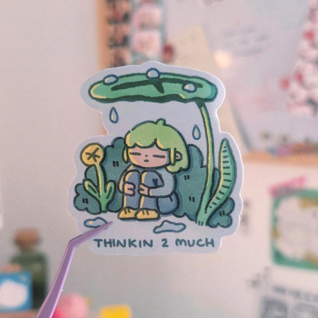 Thinkin 2 Much Sticker: Girl Under Lilypad Waterproof Vinyl - Etsy