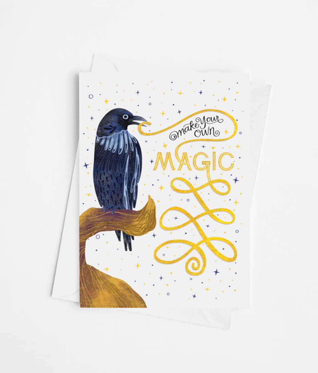 5X7 Folded Greeting Card, Raven Card, Unique Greeting Cards, Spiritual ...