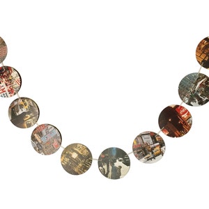 NYC Bunting - Paper Circle Garland With 10 Medium Sized Photo Images of ...