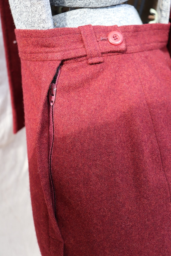 Women's 1970's Young Pendelton Suit in Burgundy / Si… - Gem