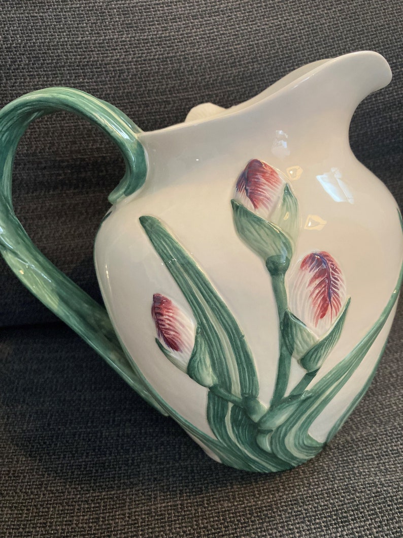 Fitz & Floyd Iris Pitcher 1990 Ceramic - Etsy