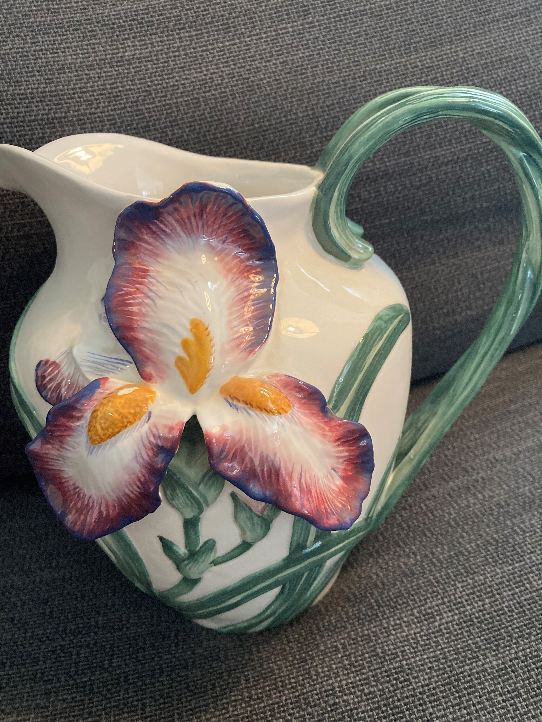 Fitz & Floyd Iris Pitcher 1990 Ceramic - Etsy