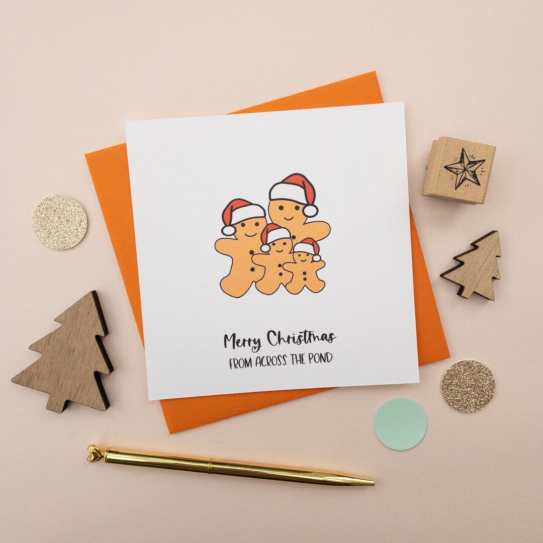Personalised Christmas Card Gingerbread Family Merry - Etsy