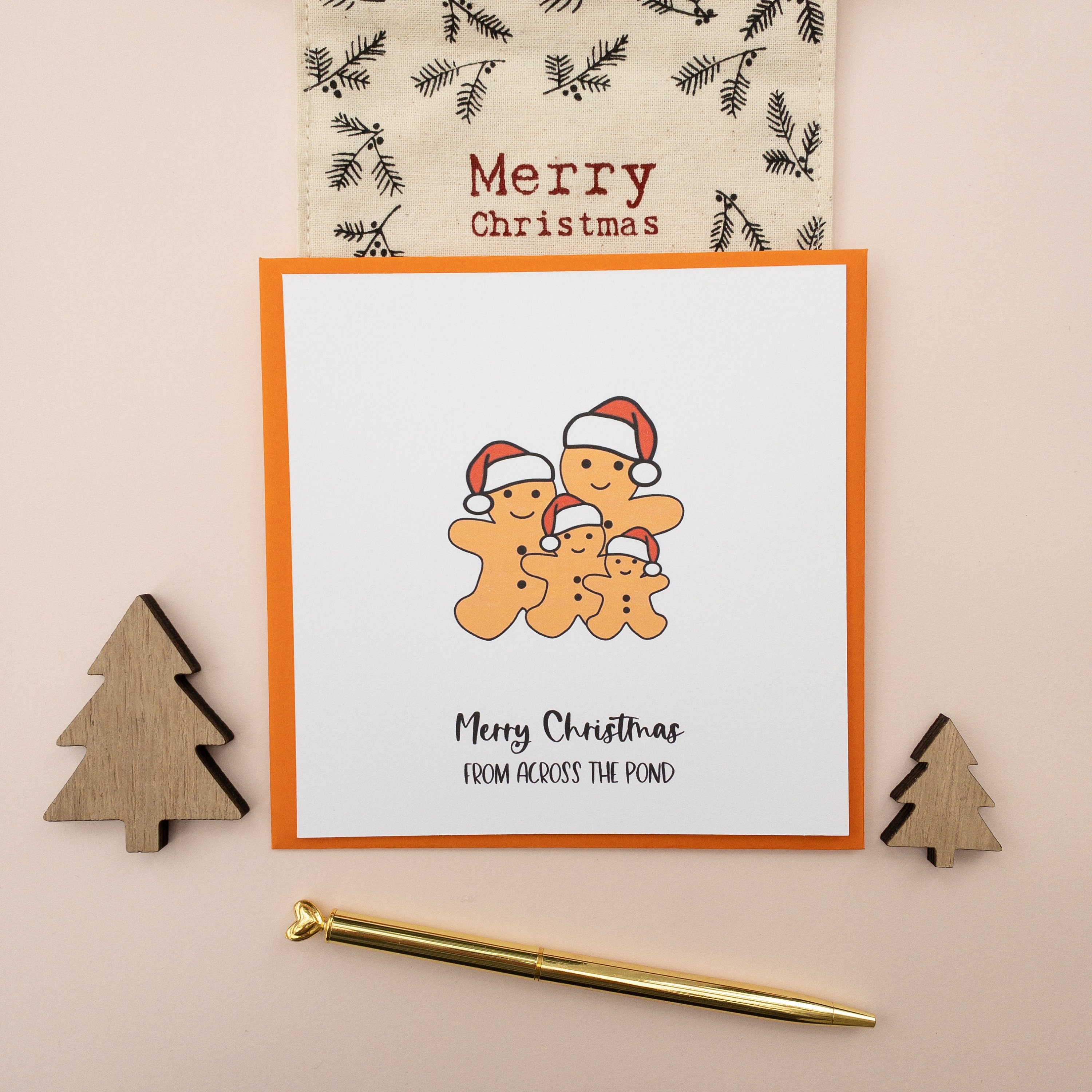 Personalised Christmas Card Gingerbread Family Merry - Etsy