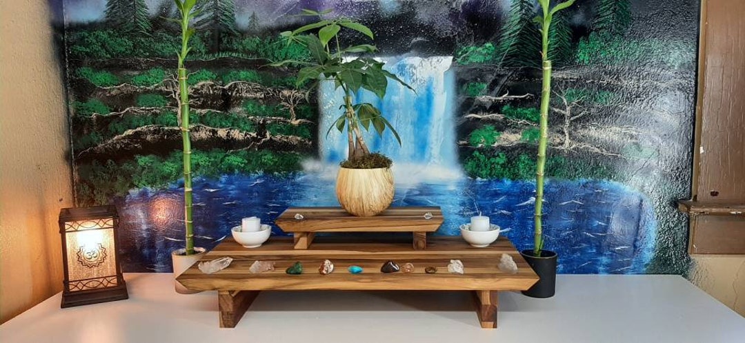 Altar Table, 2 Set, 2 Tier Altar Table, Crystal Shelf, Small Space ...