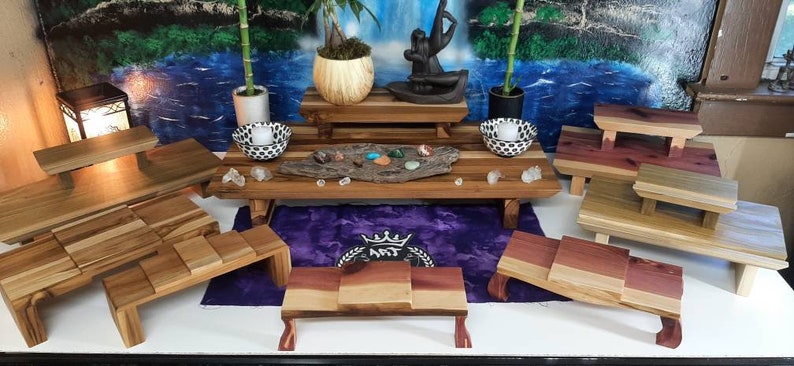2 Altar Table Set 2 Tier Altar Tables Teak Wood Crystal - Etsy