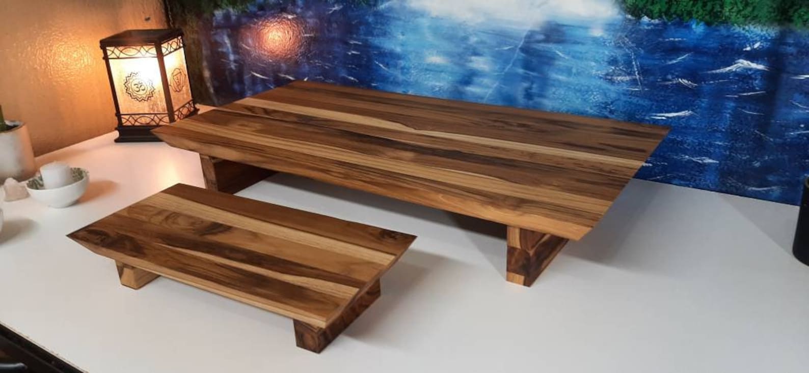 Altar Table, 2 Set, 2 Tier Altar Table, Crystal Shelf, Small Space ...