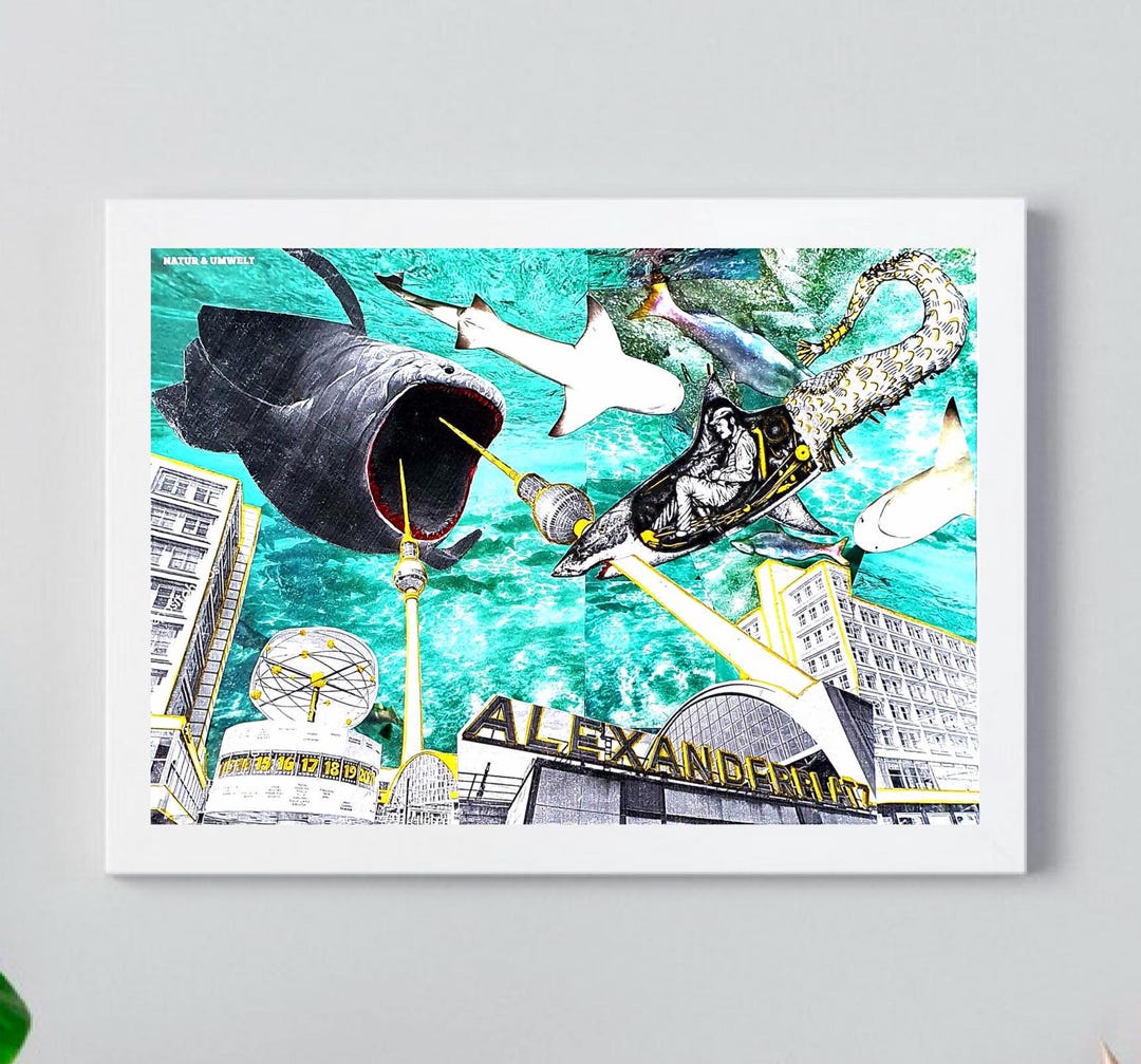 Shark Surreal Original Artwork, Mystic Collage Art, Wall Collage Berlin ...