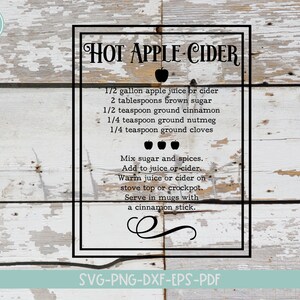 Hot Apple Cider Svg-apple Cider Svg-recipe Svg-farmhouse Kitchen Svg ...