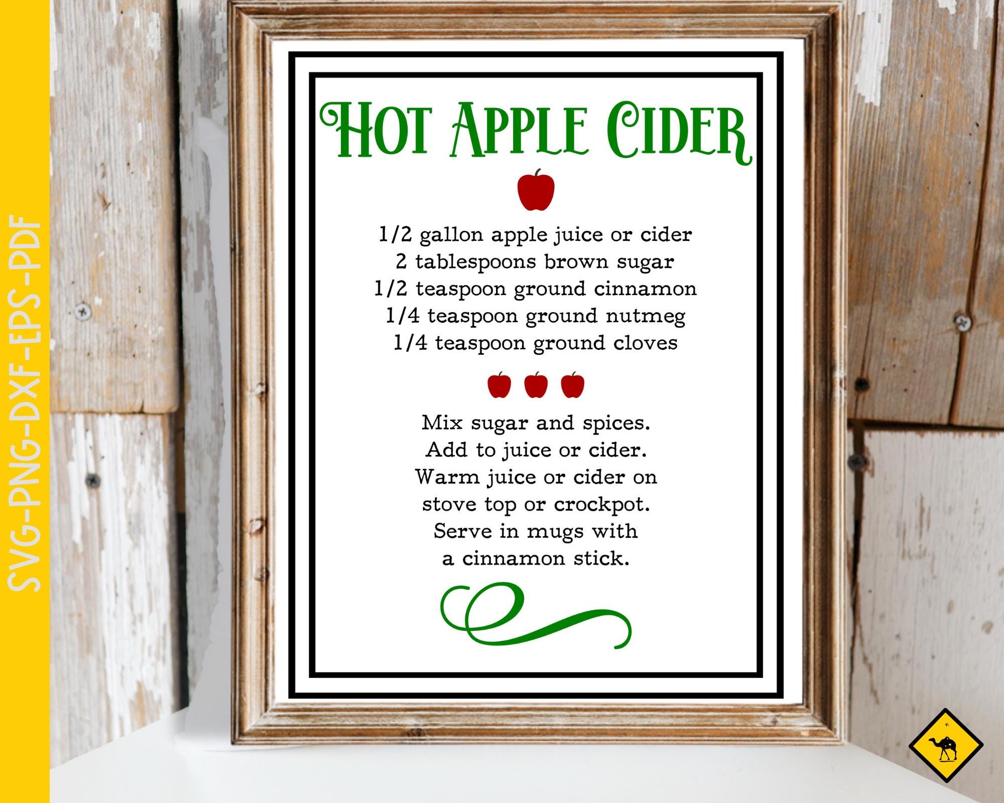 Hot Apple Cider Svg-apple Cider Svg-recipe Svg-farmhouse Kitchen Svg ...