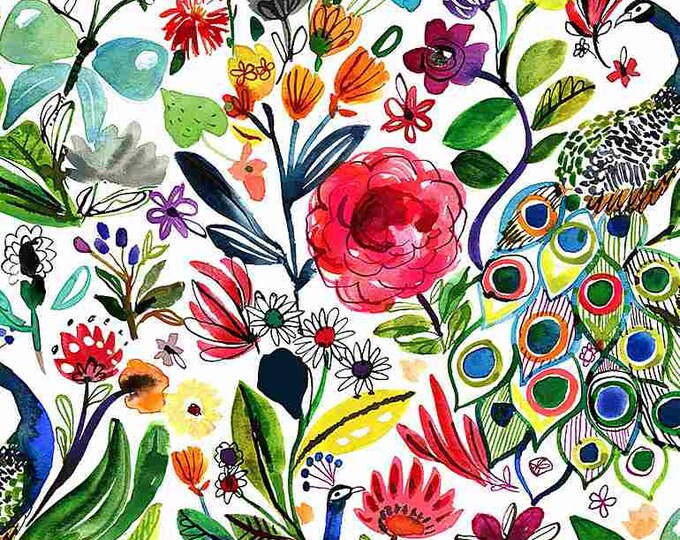Tree of Life - Peacocks - DJL1756- Dear Stella Fabric by the Yard or ...