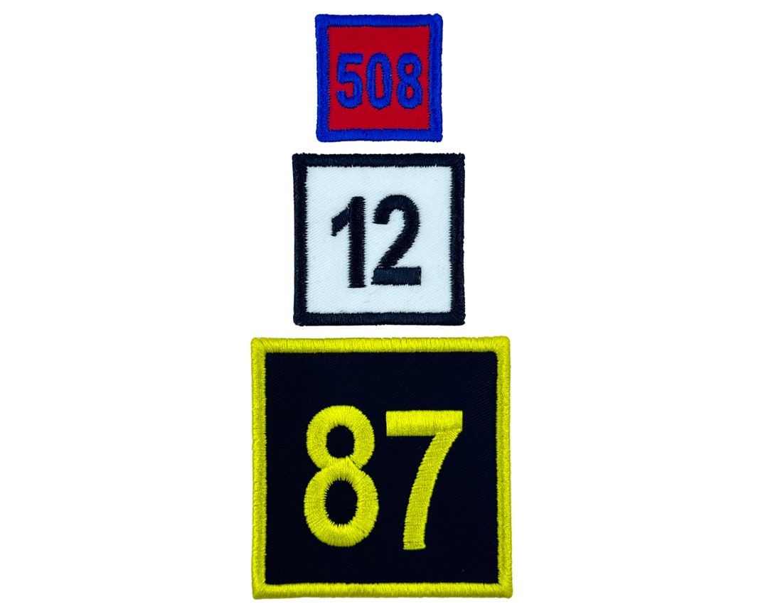 Custom Embroidered SQUARE Number Patch - Iron on or Sew on - Choose ...