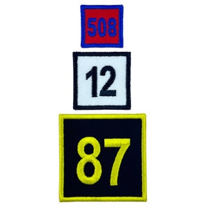 Custom Embroidered SQUARE Number Patch - Iron on or Sew on - Choose ...