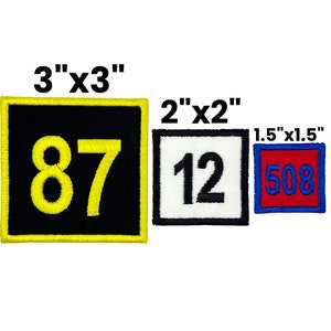 Custom Embroidered SQUARE Number Patch - Iron on or Sew on - Choose ...