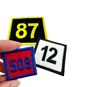 Custom Embroidered SQUARE Number Patch - Iron on or Sew on - Choose ...