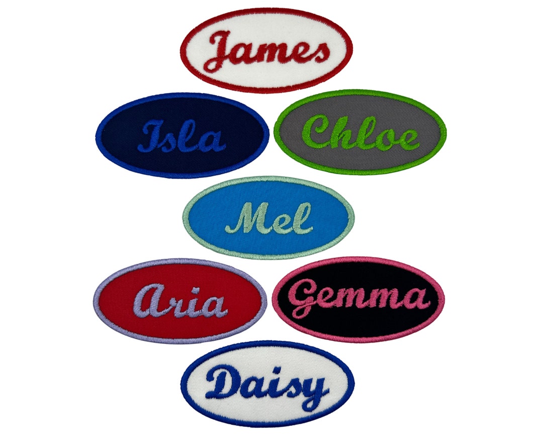 Name Patch Custom Iron on Name Tag With Retro Script Font - for ...
