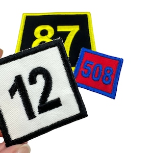 Custom Embroidered SQUARE Number Patch - Iron on or Sew on - Choose ...