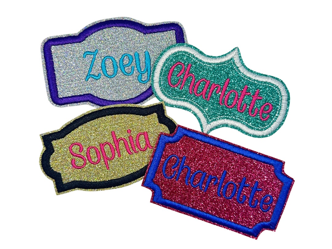 Custom Glitter Embroidered Name Patch – Iron-on Personalized Applique ...