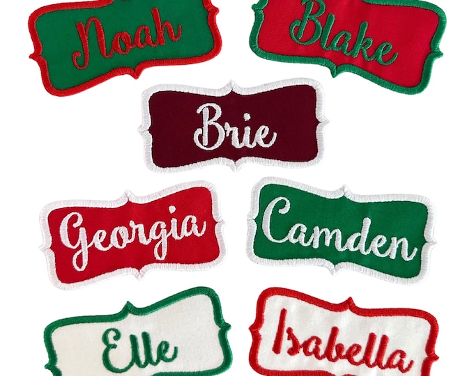 Embroidered Name Tag Large Size for Personalization for Stockings ...