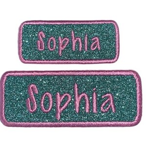 Custom Personalized Glitter Name Patches - Matching Set of 2 - Iron on ...