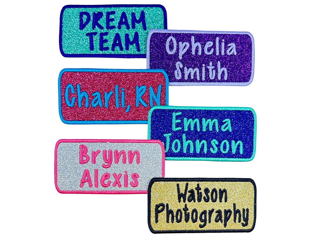 Custom Personalized Embroidered Name Patch -SPARKLING GLITTER - Iron on ...