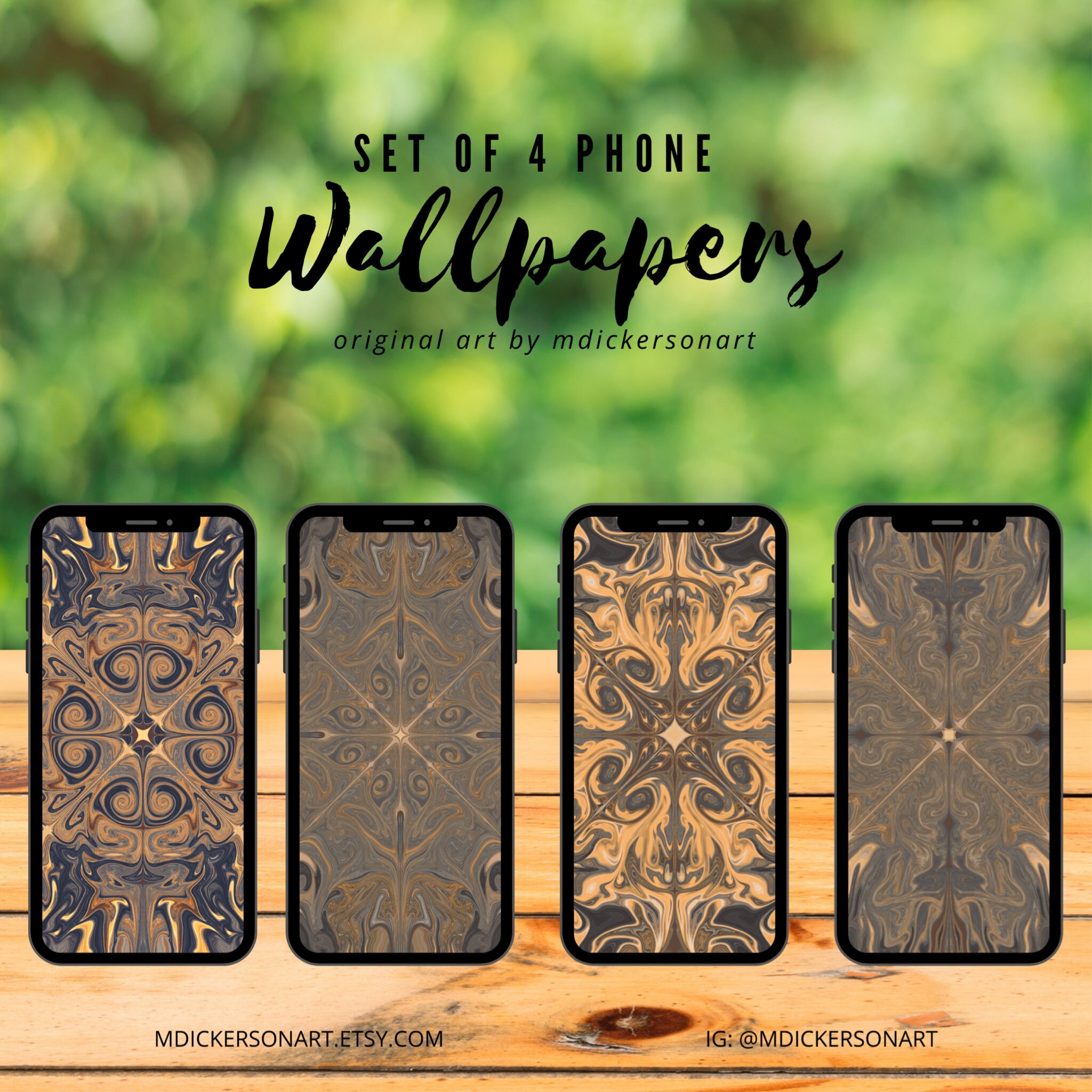 4 Abstract Art Phone Screen Saver Wallpaper Set | Home Screen | Lock ...