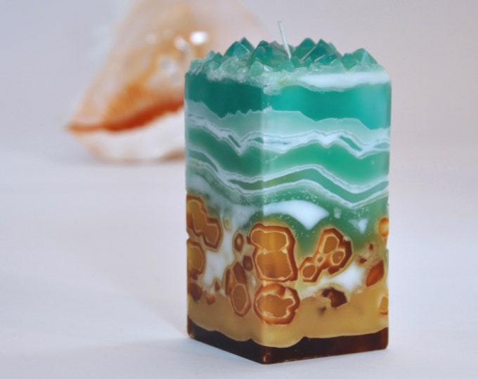 Caribbean Topaz Crystal Geode Pillar Candle FREE SHIPPING - Etsy