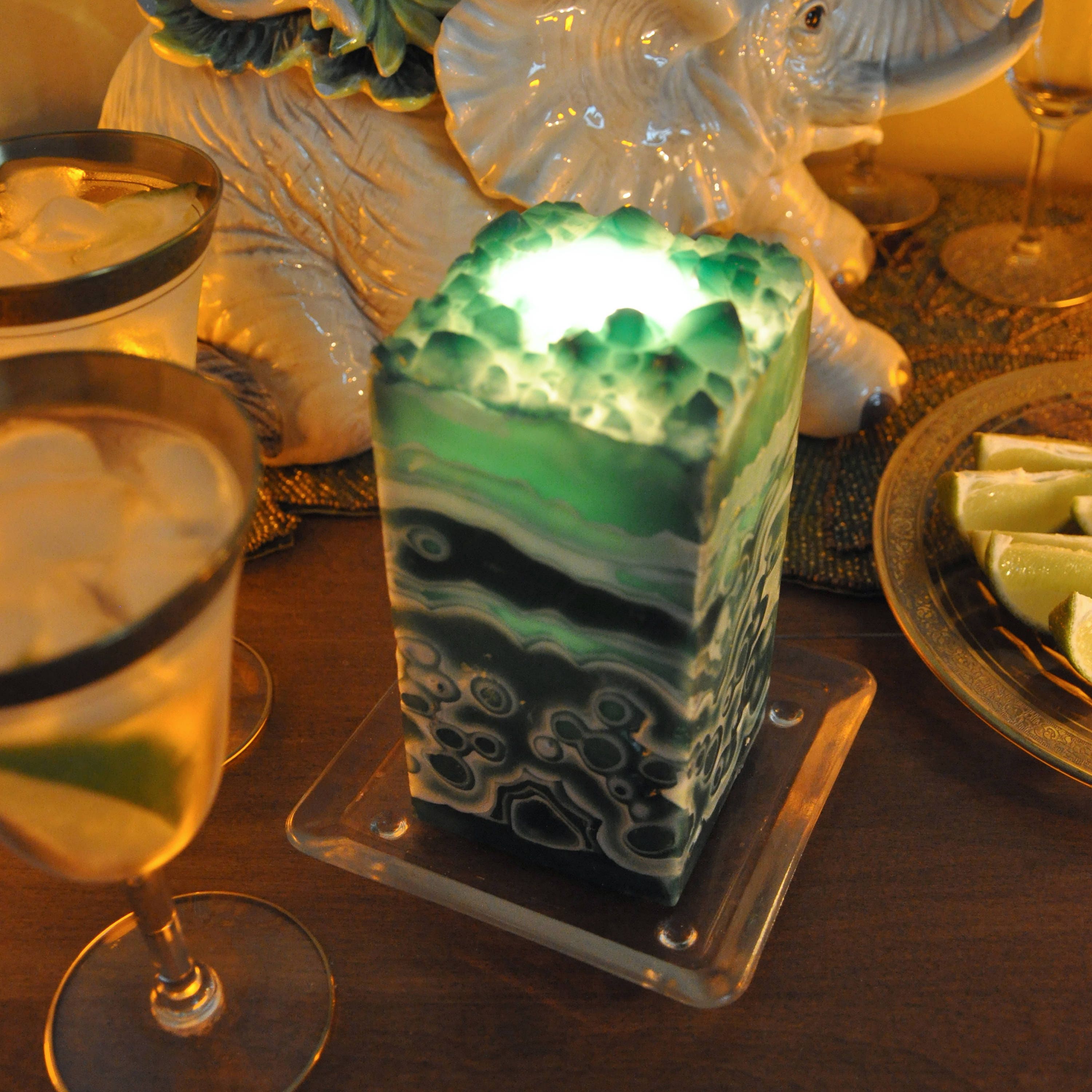 Malachite Matrix Crystal Geode Pillar Candle FREE SHIPPING - Etsy UK