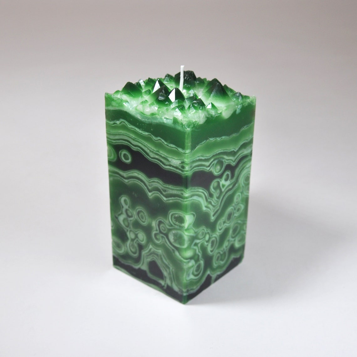 Malachite Matrix Crystal Geode Pillar Candle FREE SHIPPING | Etsy