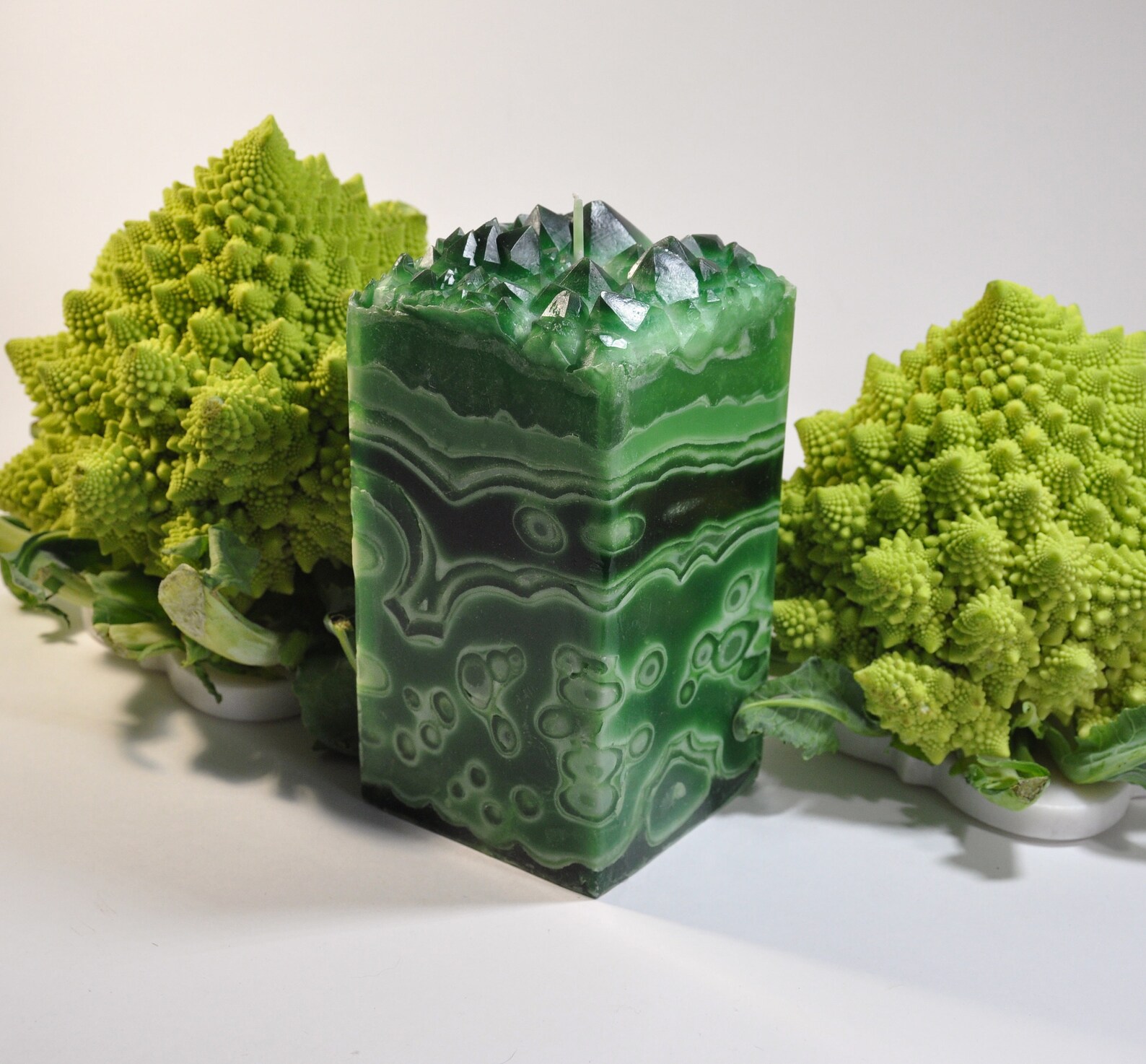 Malachite Matrix Crystal Geode Pillar Candle FREE SHIPPING - Etsy UK