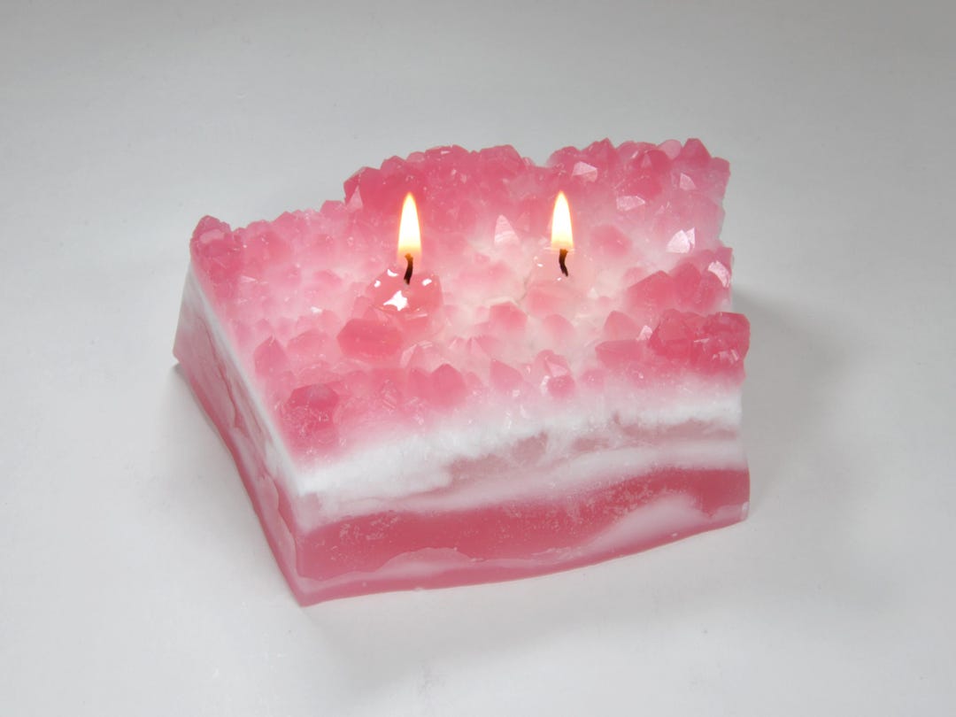 100% Wax Rose Quartz Handmade Crystal Glow 2-wick Candle - Etsy