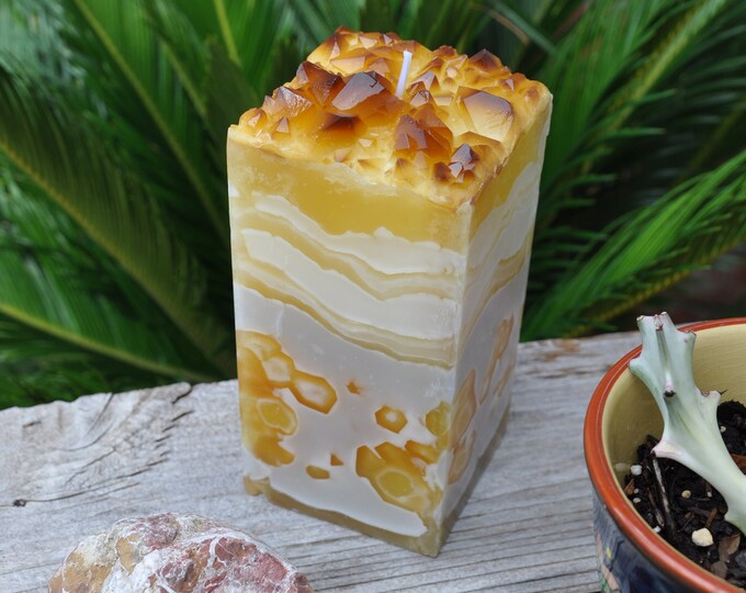 Citrine Serenade Crystal Geode Pillar Candle FREE SHIPPING - Etsy