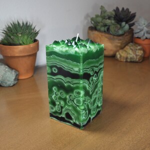 Malachite Matrix Crystal Geode Pillar Candle FREE SHIPPING! - Etsy